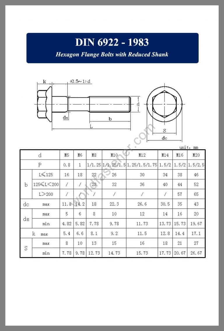 DIN 6922 Hexagon Flange Bolts with Reduced Shank | Fasteners, Bolt, Nut ...