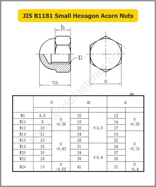 JIS B1181 Small Hexagon Acorn Nuts | Fasteners, Bolt, Nut, Screw